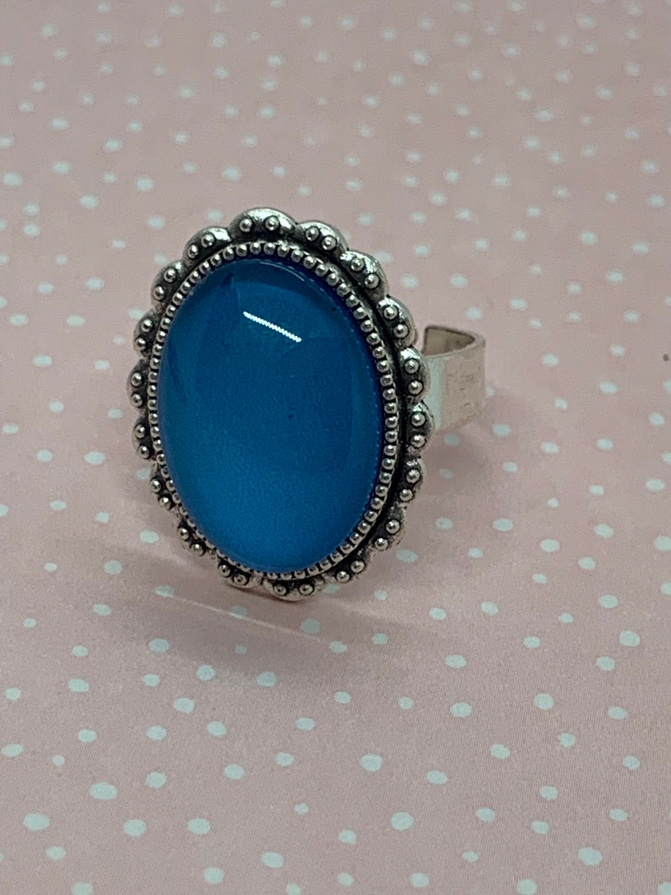 Square Ring Glass Ring Vibrant Ring Statement Ring Blue - Etsy UK