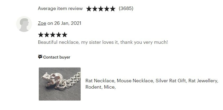 Rat Necklace Mouse Necklace Silver Rat Gift Rat Jewellery | Etsy