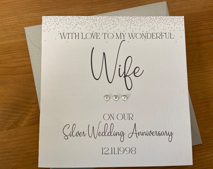 Silver Wedding Card for Wife, Wife Card for Silver Anniversary, 25th ...