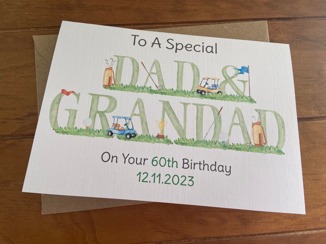 Handmade Personalised Birthday Card DAD & GRANDAD Golf Themed Grandpa ...