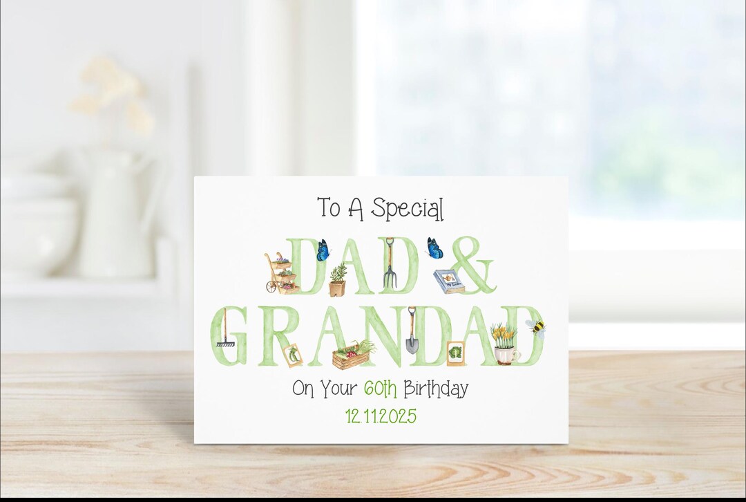 Personalised Birthday Card DAD & GRANDAD Gardening Themed Grandpa ...