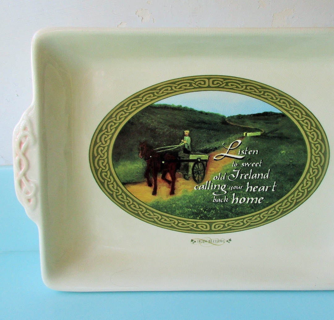Ships FREE! 9x13" Irish Blessing Baking Dish W Celtic Designs 2-handle ...