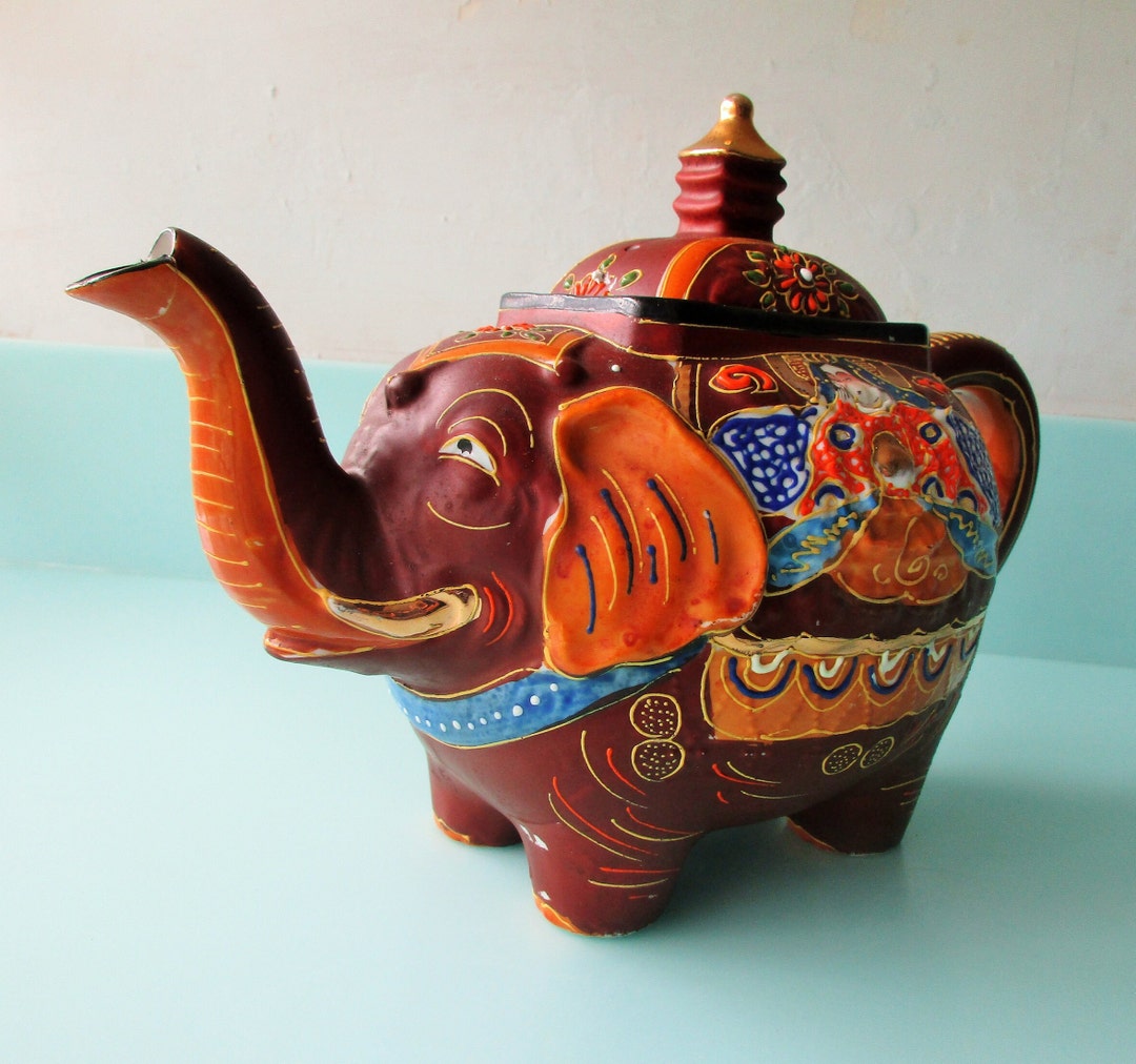 Ships FREE! 4cup 1930s-40s T T Japan Elephant Teapot Vintage Textured ...