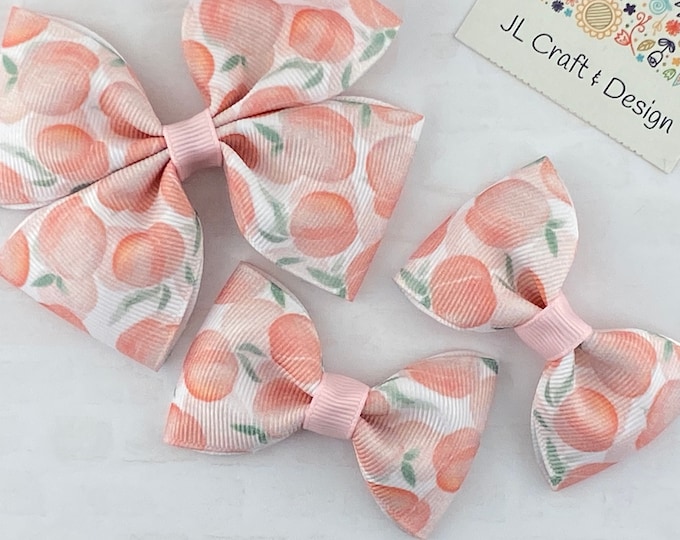 Peach Hair Bow Peach Hair Clip Peach Fruit Bow Fruit - Etsy