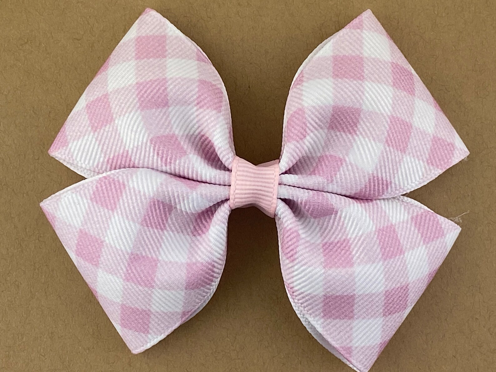 Light Pink Gingham Hair Bow Light Pink Hair Bow Pink Bow - Etsy