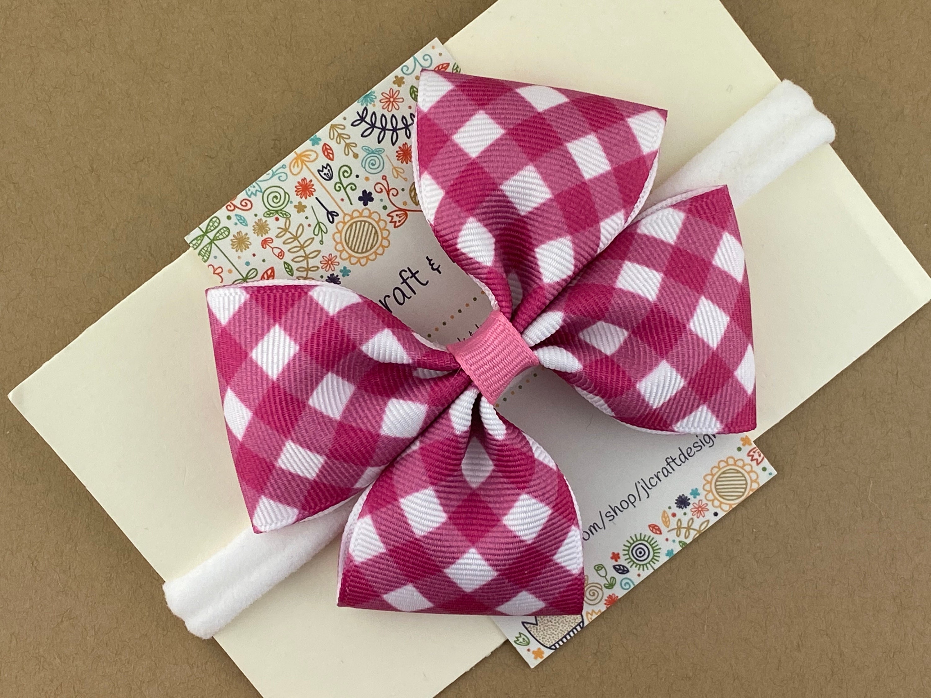 Pink Gingham Hair Bow Gingham Hair Bow Gingham Pigtail Bow - Etsy