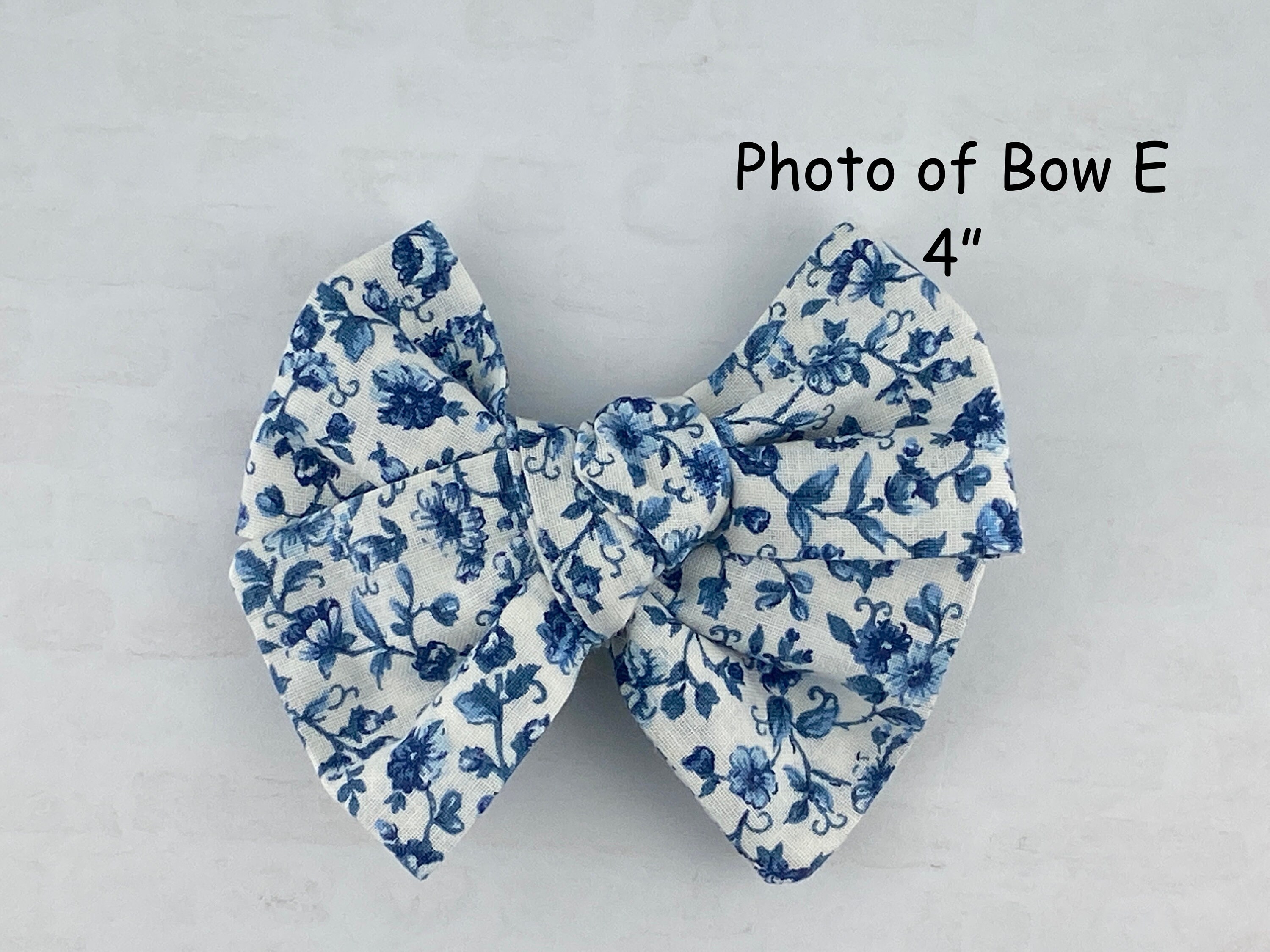 Blue White Floral Hair Bow, Blue Floral Hair Bow, Floral Bow, Girl Hair ...