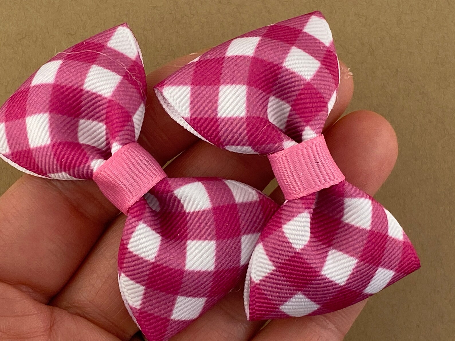 Pink Gingham Hair Bow Gingham Hair Bow Gingham Pigtail Bow - Etsy