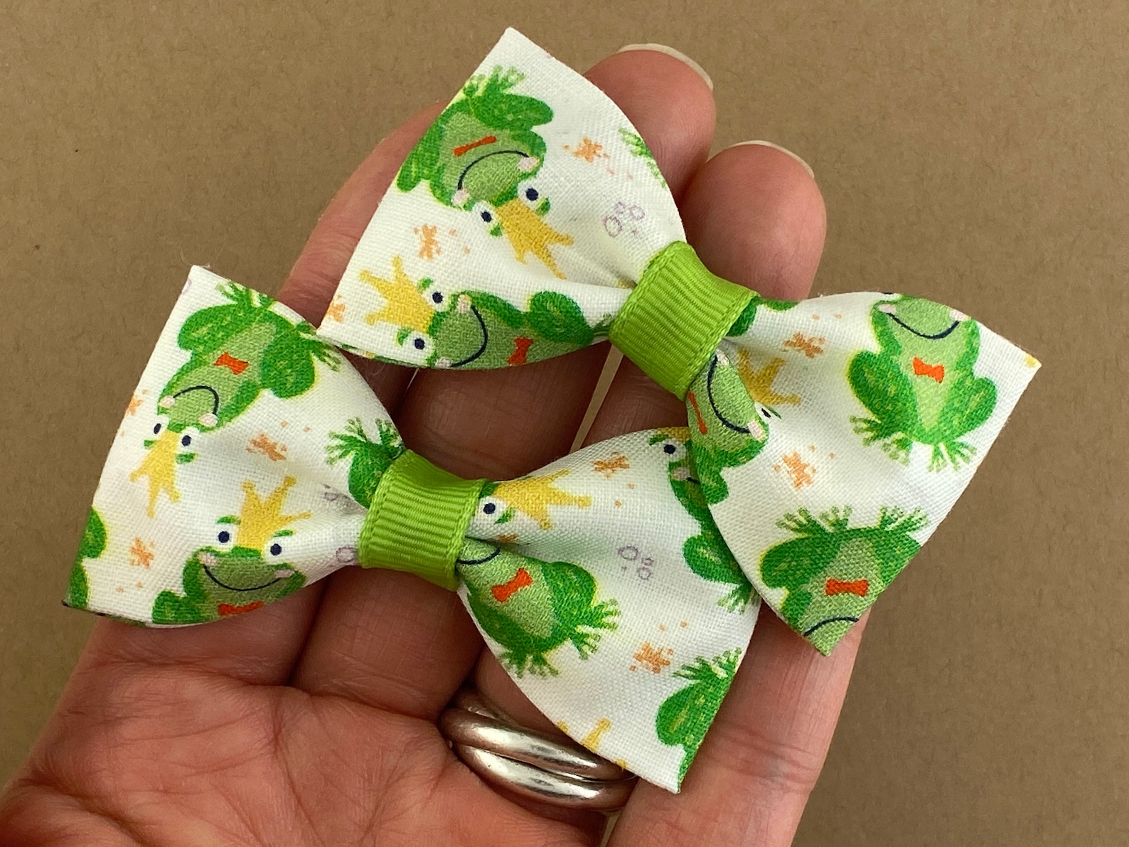 Frog Hair Bow Frog Hair Clip Frog Bow Frog Headband Frog - Etsy