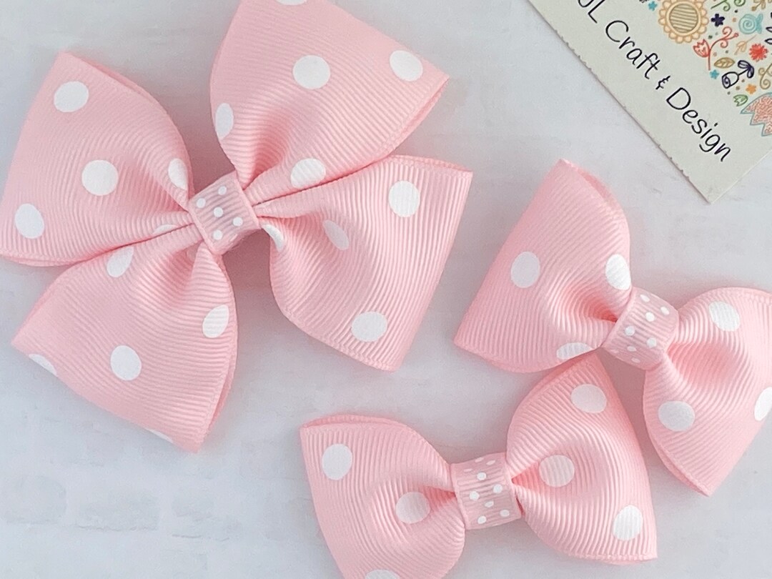Pink Polka Dot Bow, Pink Bow, Girl Hair Bow, Toddler Hair Bow, Baby ...