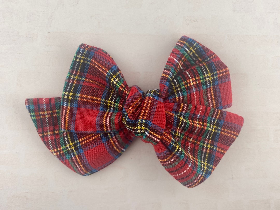 Christmas Tartan Hair Bow, Red Plaid Hair Bow, Christmas Hair Bow, Girl Hair Bow, Baby Hair Bow ...