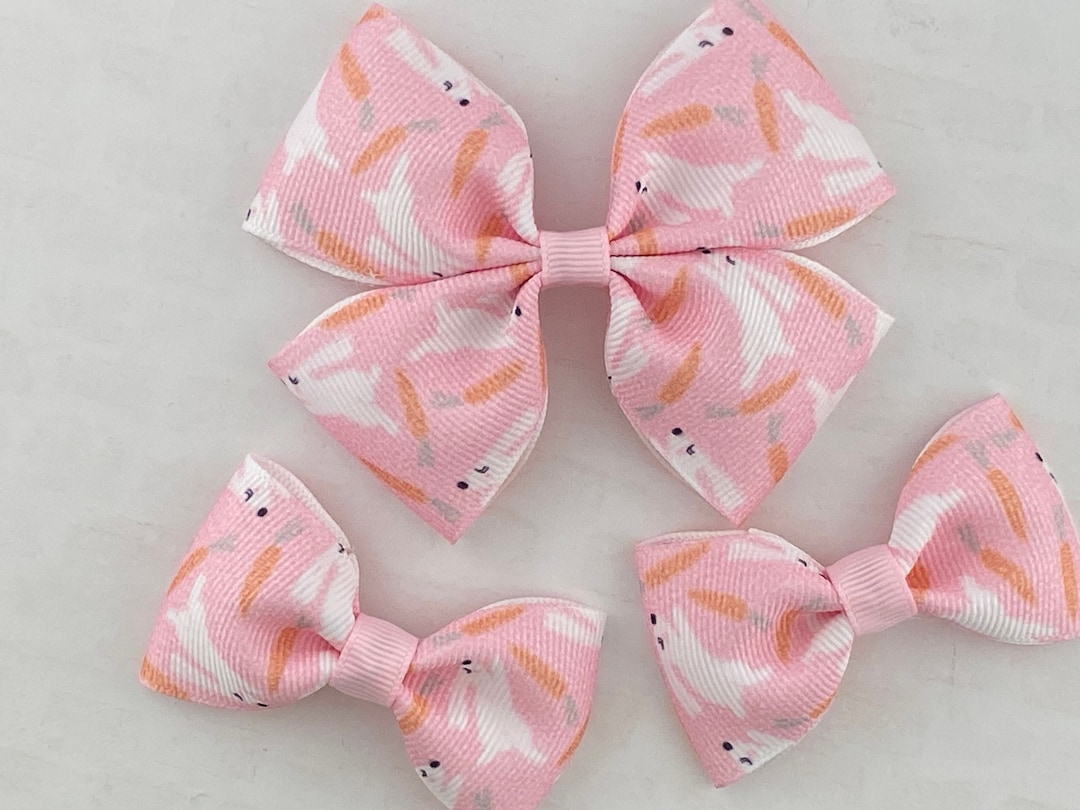 Bunny and Carrot Hair Bow, Easter Hair Bow, Bunny Hair Bow, Bunny Bow ...