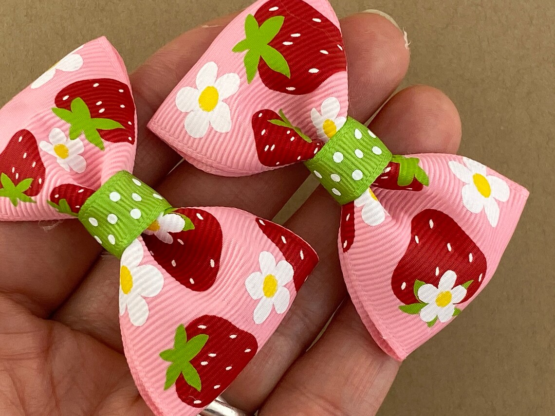 Strawberry Hair Bow, Strawberry Bow, Pink Strawberry Bow - Etsy