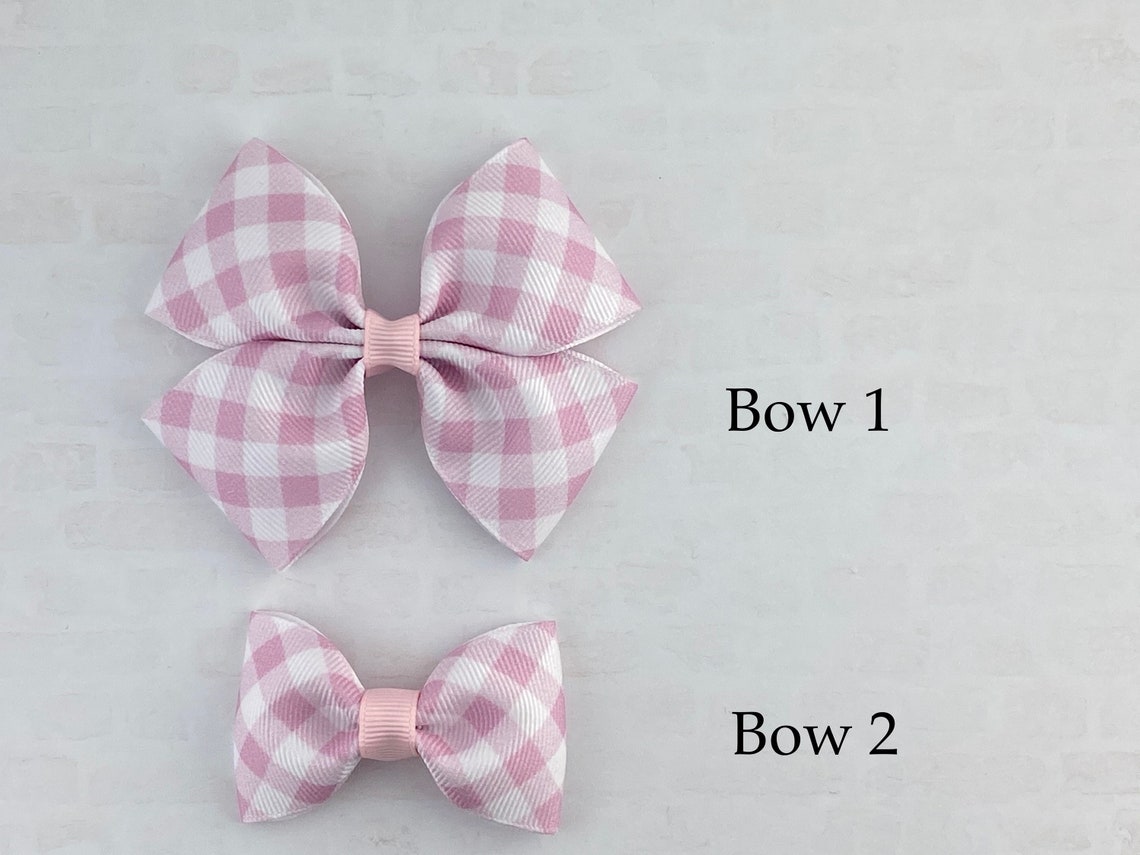 Light Pink Gingham Hair Bow Light Pink Hair Bow Pink Bow | Etsy