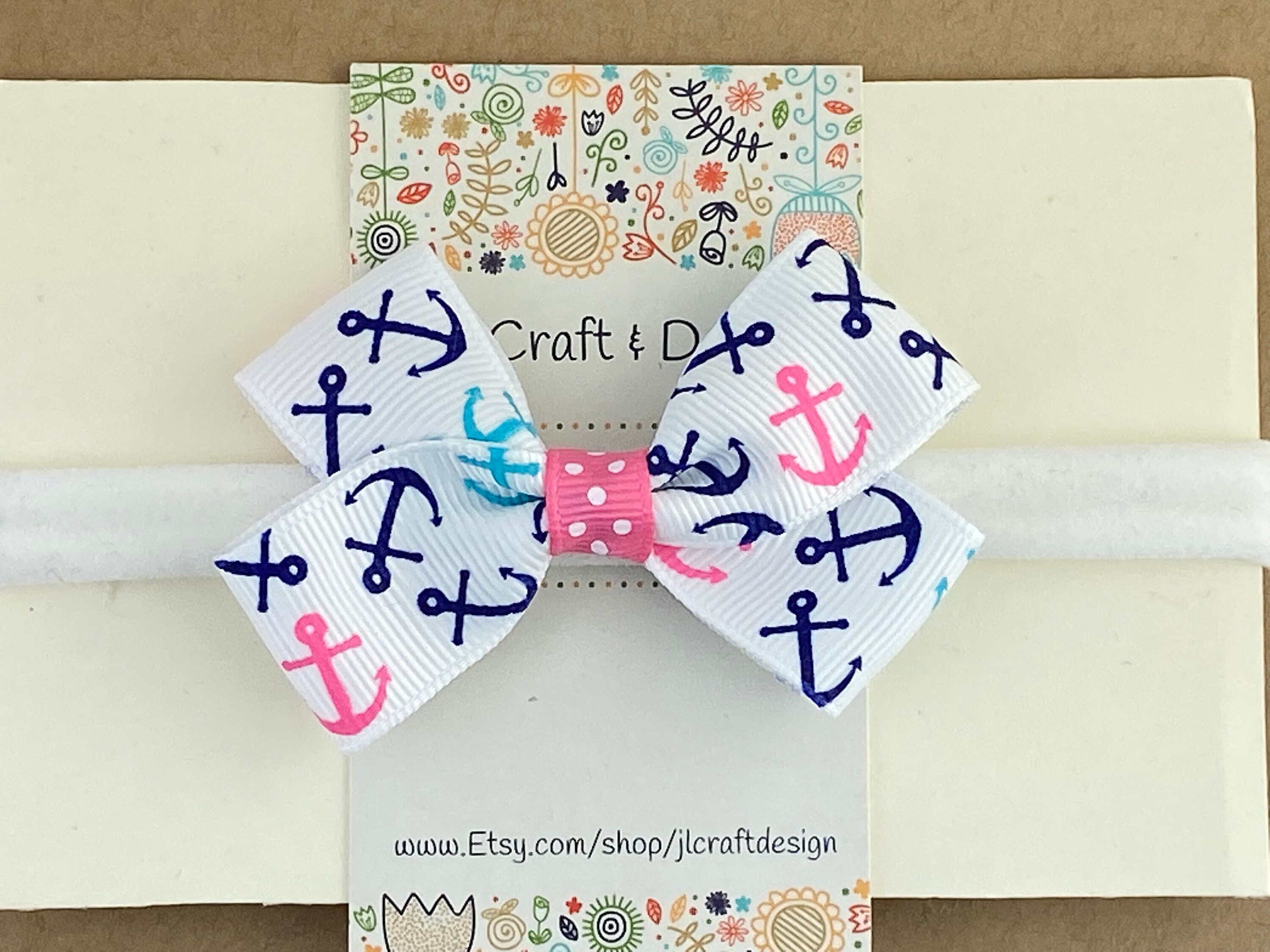 Nautical Hair Bow, Anchor Hair Bow, Beach Hair Bow, Sailboat Hair Vow ...