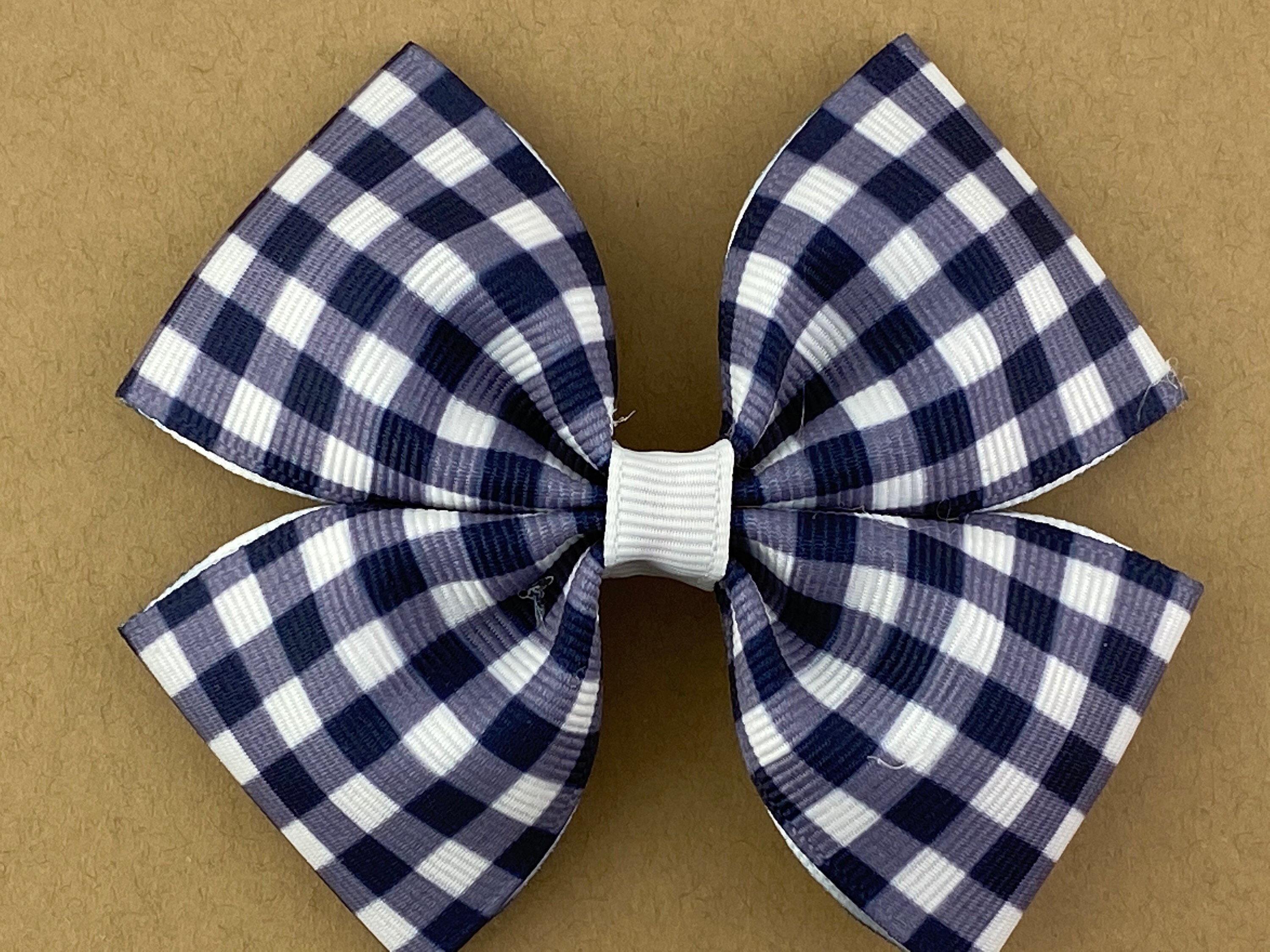 Navy Blue Gingham Hair Bow Blue Gingham Bow Blue Hair Bow | Etsy