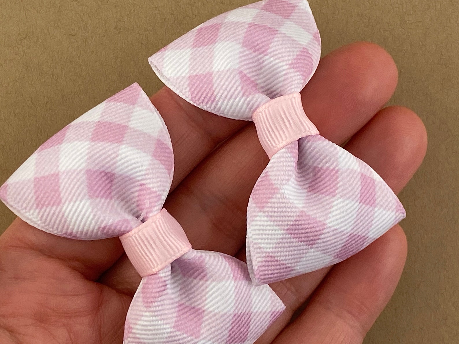 Light Pink Gingham Hair Bow Light Pink Hair Bow Pink Bow - Etsy