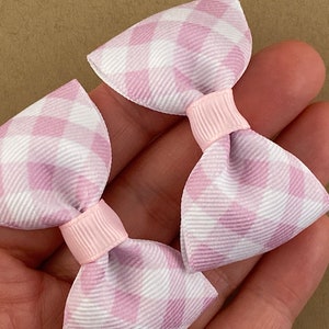 Light Pink Gingham Hair Bow, Light Pink Hair Bow, Pink Bow, Pink ...