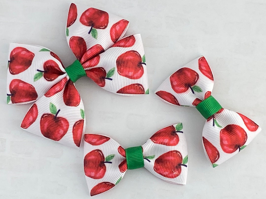 Apple Hair Bow, Apple Bow, Toddler Hair Bow, Baby Hair Bow, Girl Hair ...