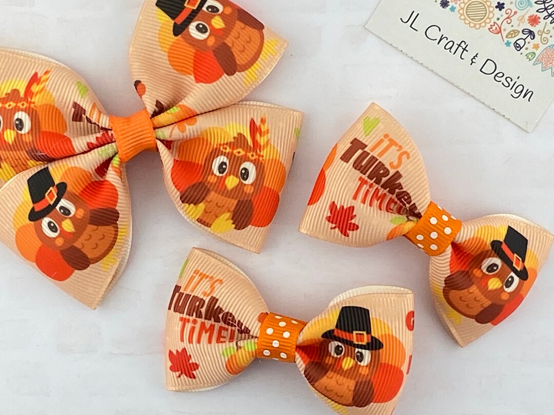 Thanksgiving Turkey Hair Bow, Thanksgiving Hair Clip, Turkey Bow ...