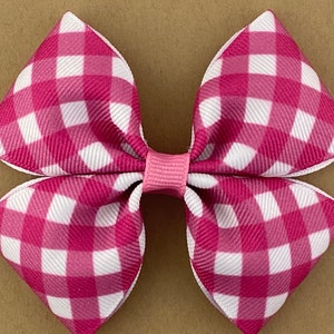 Pink Gingham Hair Bow, Gingham Hair Bow, Gingham Pigtail Bow, Gingham ...