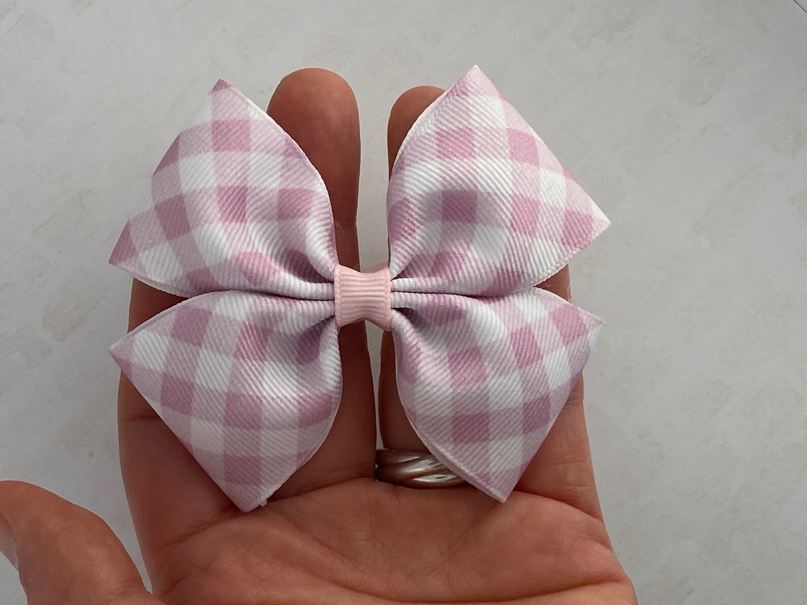 Light Pink Gingham Hair Bow Light Pink Hair Bow Pink Bow - Etsy