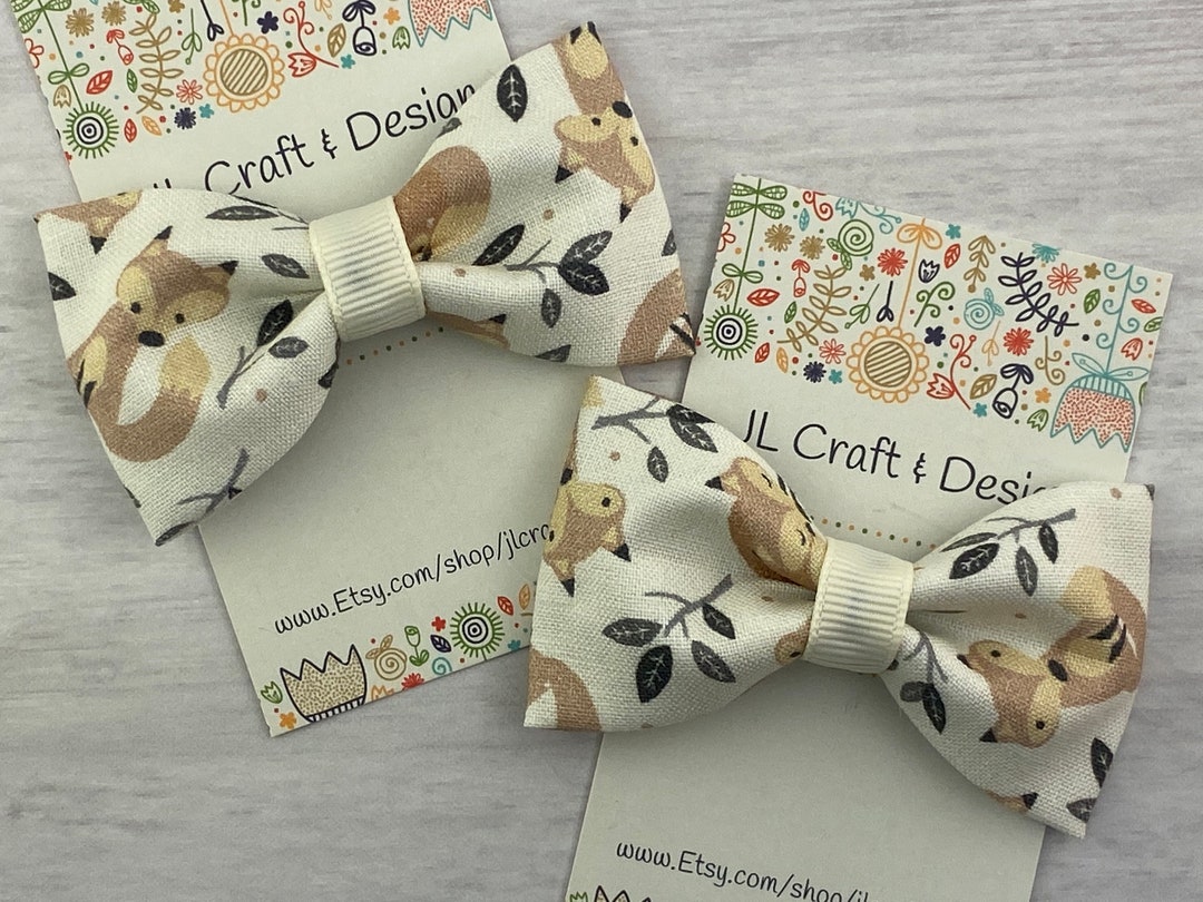 Fox Hair Bow, Fox Hair Clip, Handmade Fox Bow, Bows for Girl, Pigtail ...