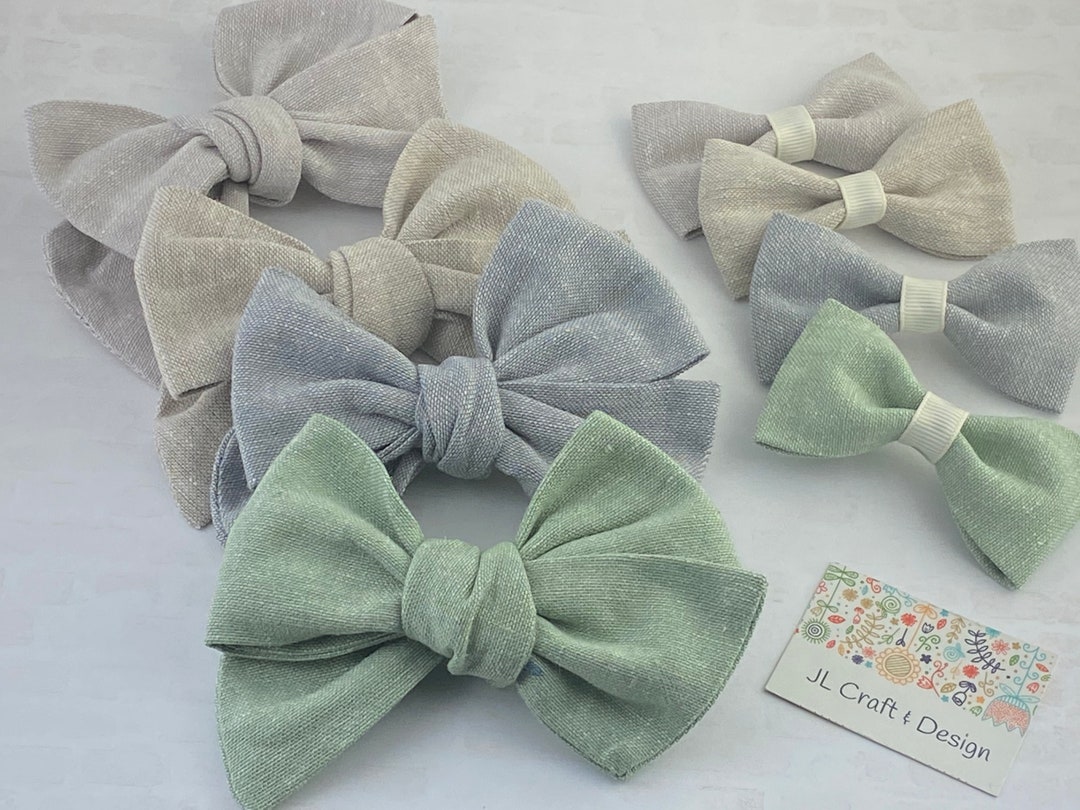 Linen Hair Bow, Linen Bow, Neutral Color Linen Bow, Linen Baby Bow ...