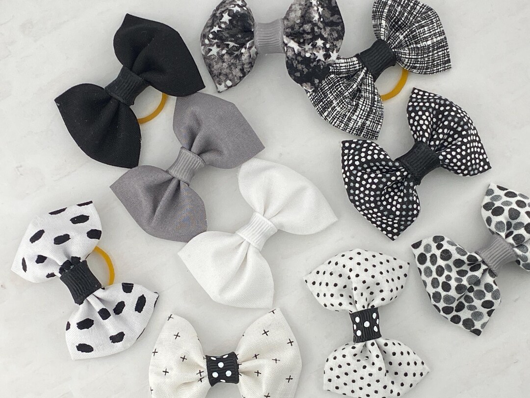 Dog Hair Bow, Black and White Bow for Dog, Black and White Bow, Gray ...