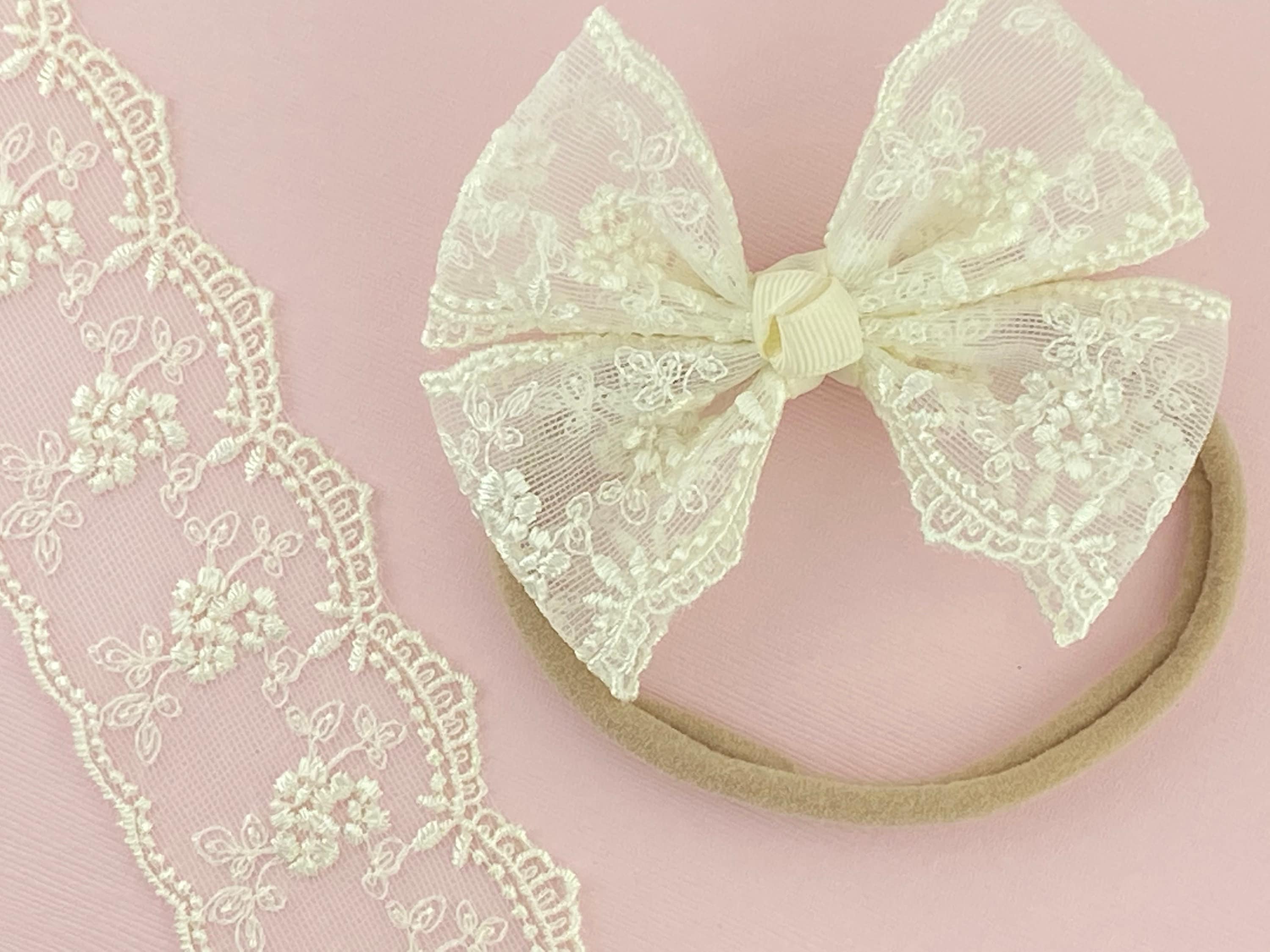 Ivory or White Lace Hair Bow Lace Bow Headband Lace Bow Hair - Etsy
