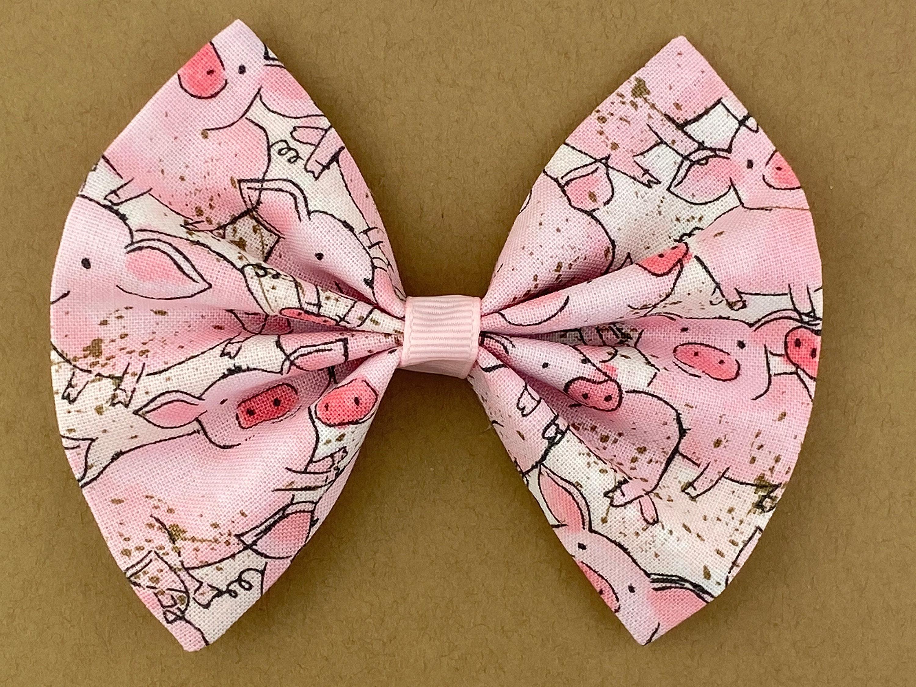 Pig Hair Bow, Pig Hair Clip, Pig Bow, Pig Headband, Pig Baby Bow, Pink ...