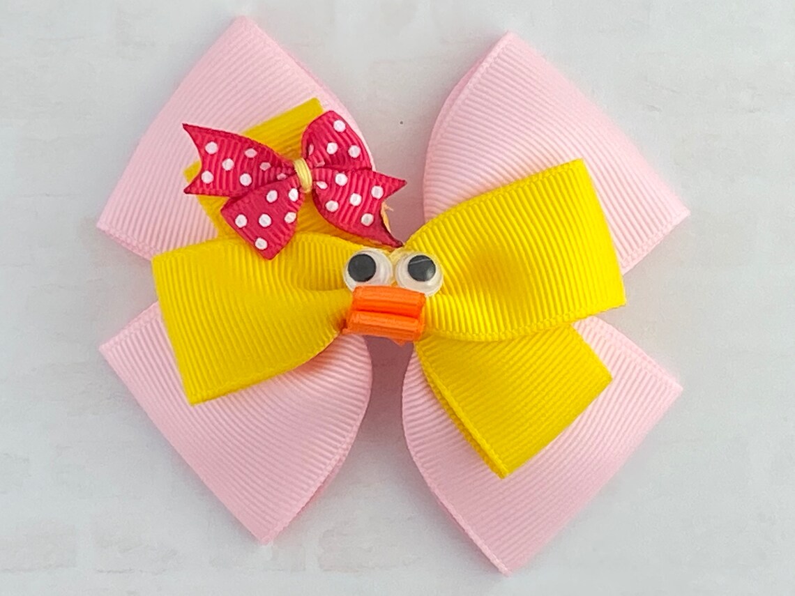 Duck Bow, Duck Hair Bow, Duck Hair Clip, Rubber Ducky Bow, Girl Hair ...