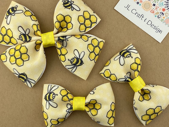 Bee Hair Bow Bumble Bee Bow Honey Bee Bow Yellow Bee Bow | Etsy