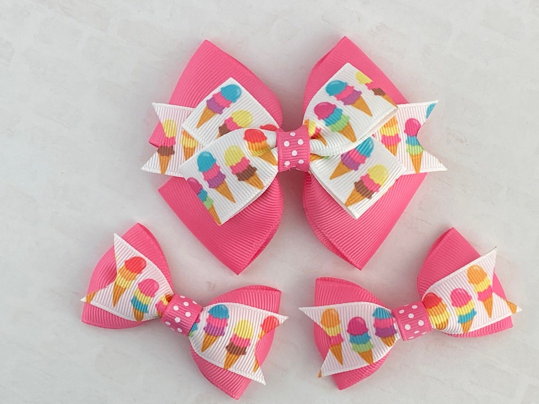 Ice Cream Hair Bow, Ice Cream Bow, Girl Hair Bow, Toddler Hair Bow ...