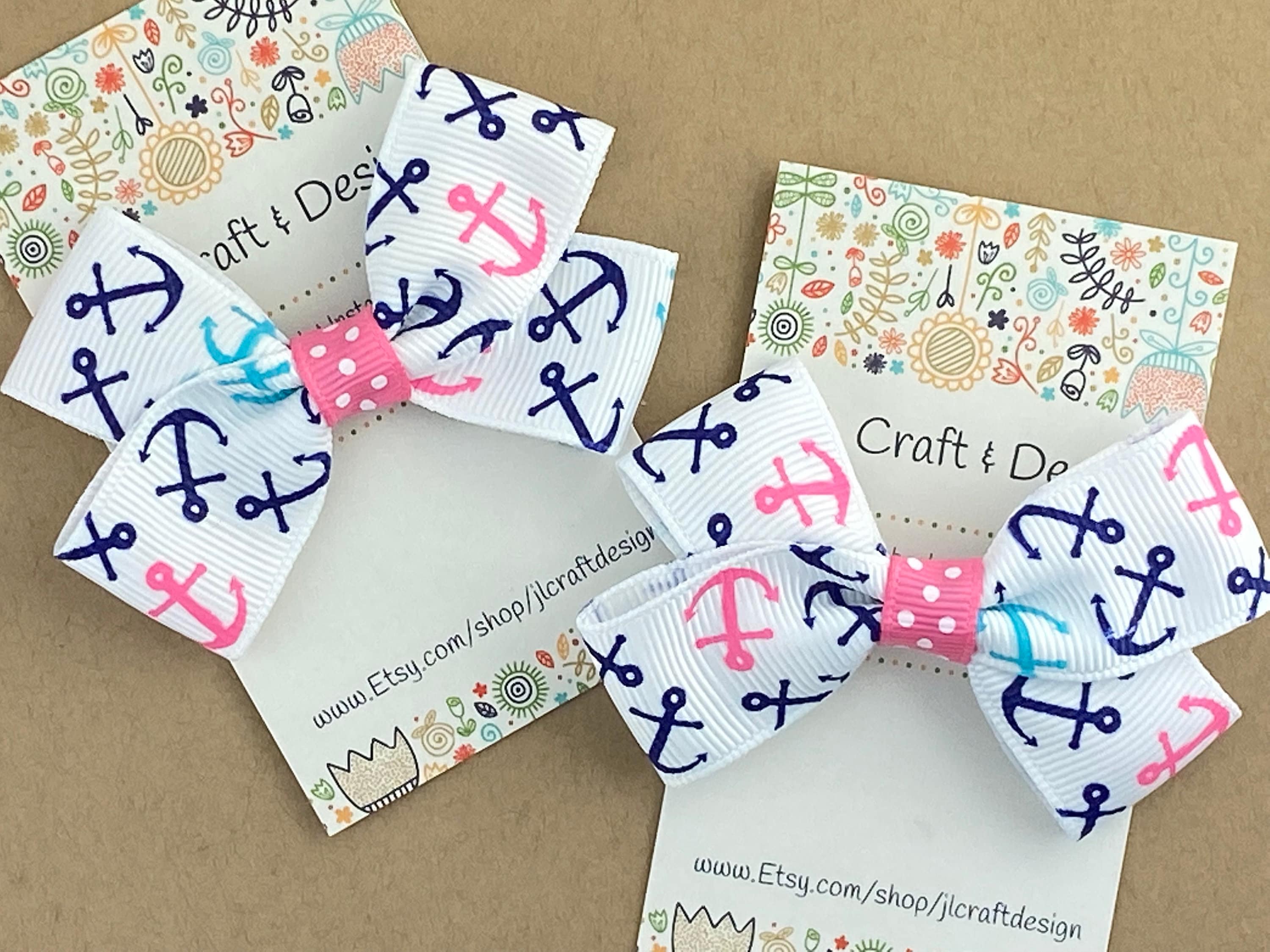 Nautical Hair Bow, Anchor Hair Bow, Beach Hair Bow, Sailboat Hair Vow ...