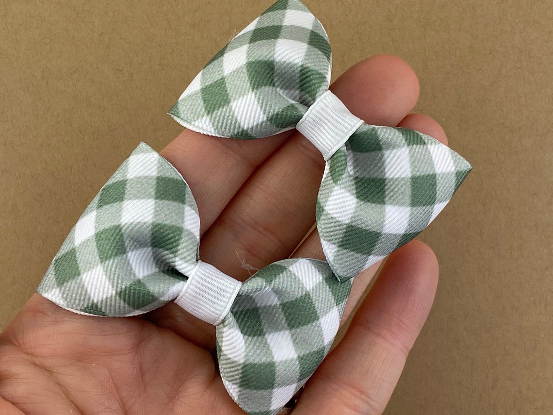 Green Gingham Hair Bow, Gingham Hair Bow, Hair Bows, Bows for Girls ...