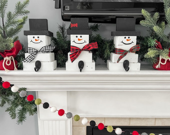 Handmade Wood Snowman Stocking Holder: Rustic Christmas Decor - Etsy