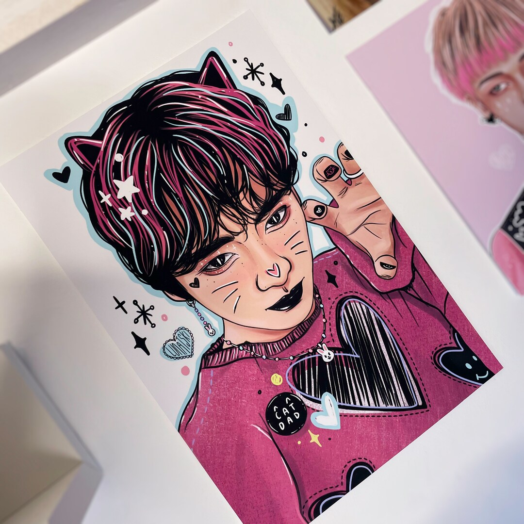 SKZ Lee Know Cat Boy Art Print - Etsy