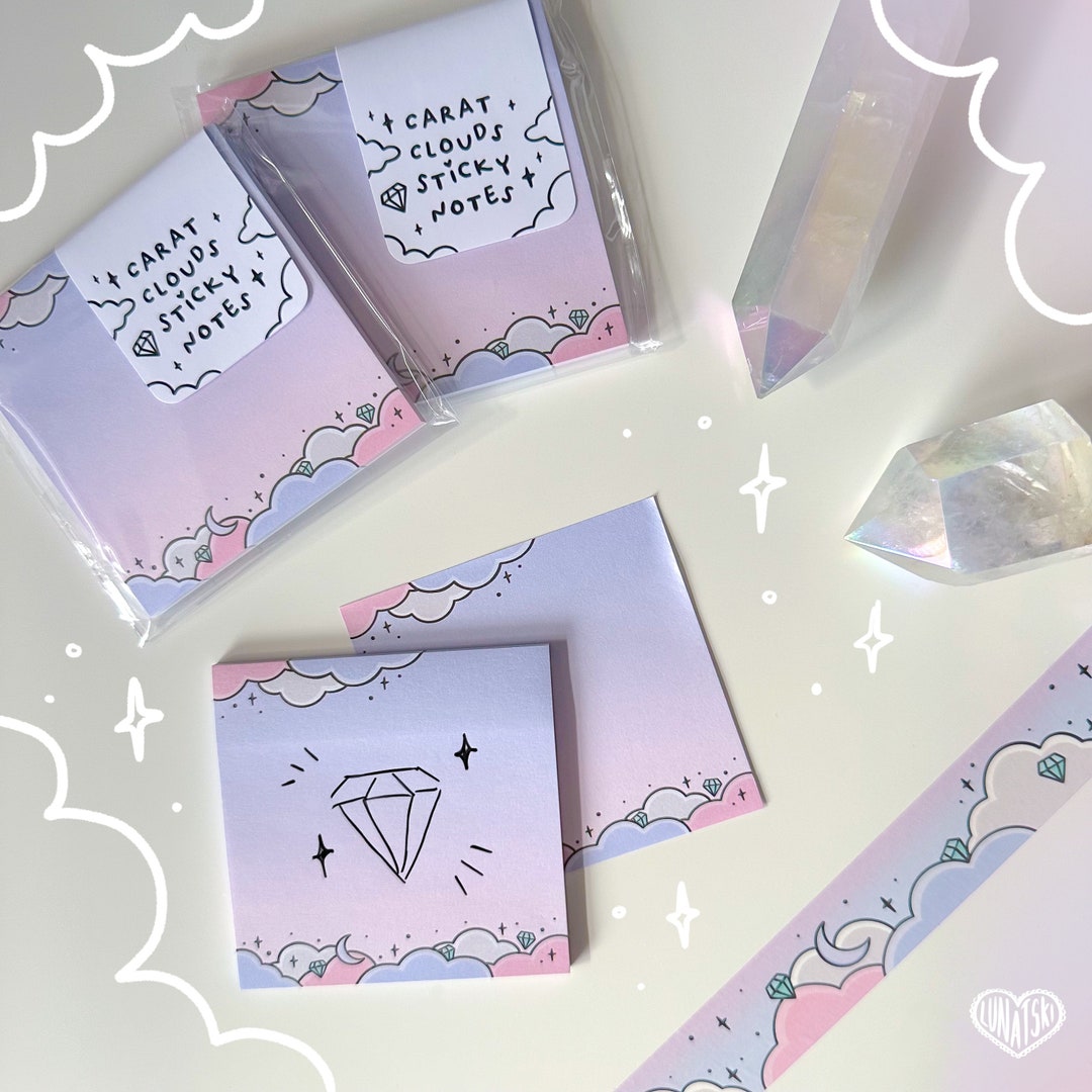 Seventeen Carat Clouds Sticky Note Memo Pad - Etsy