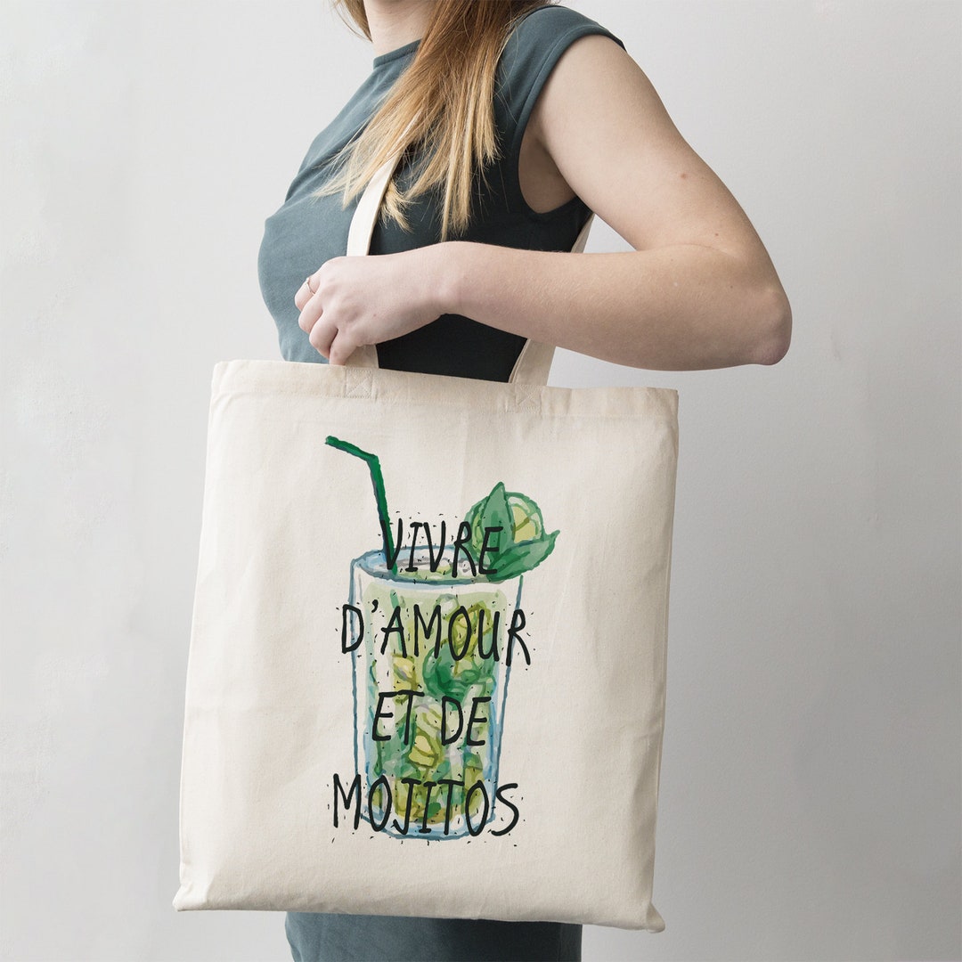 Tote Bag "Vivre d'Amour et de Mojitos" - sac shopping - Etsy France