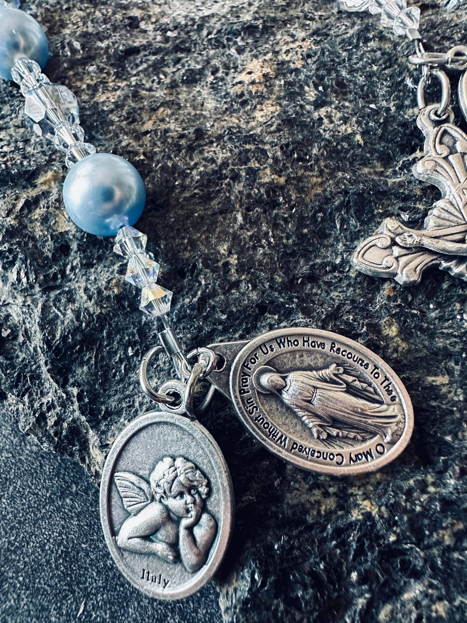 Patron Saint of Healing Cancer. Swarovski Rosary. Encouraging Gift Set ...