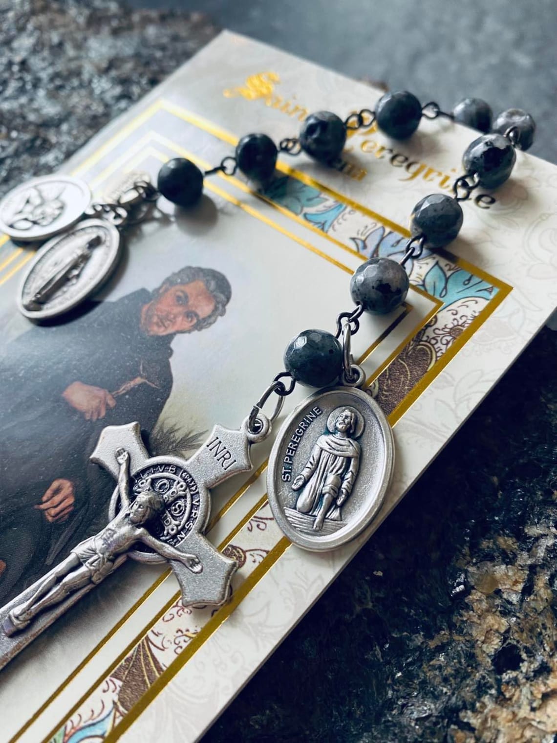Patron Saint of Healing Cancer. Labradorite Rosary. Encouraging Gift ...