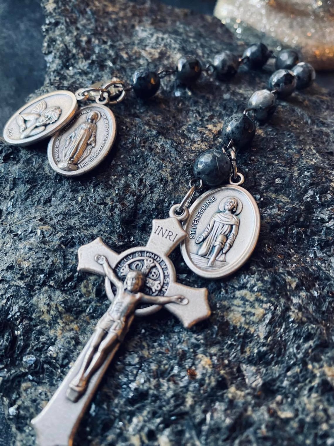 Patron Saint of Healing Cancer. Labradorite Rosary. Encouraging Gift ...