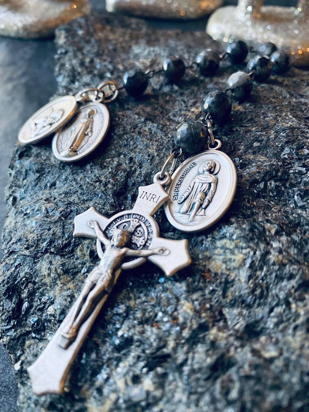 Patron Saint of Healing Cancer. Labradorite Rosary. Encouraging Gift ...