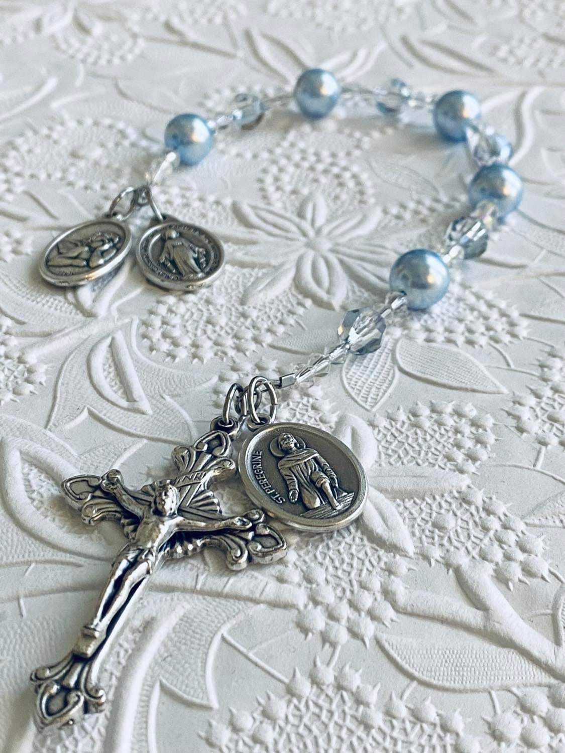 Patron Saint of Healing Cancer. Swarovski Rosary. Encouraging Gift Set ...