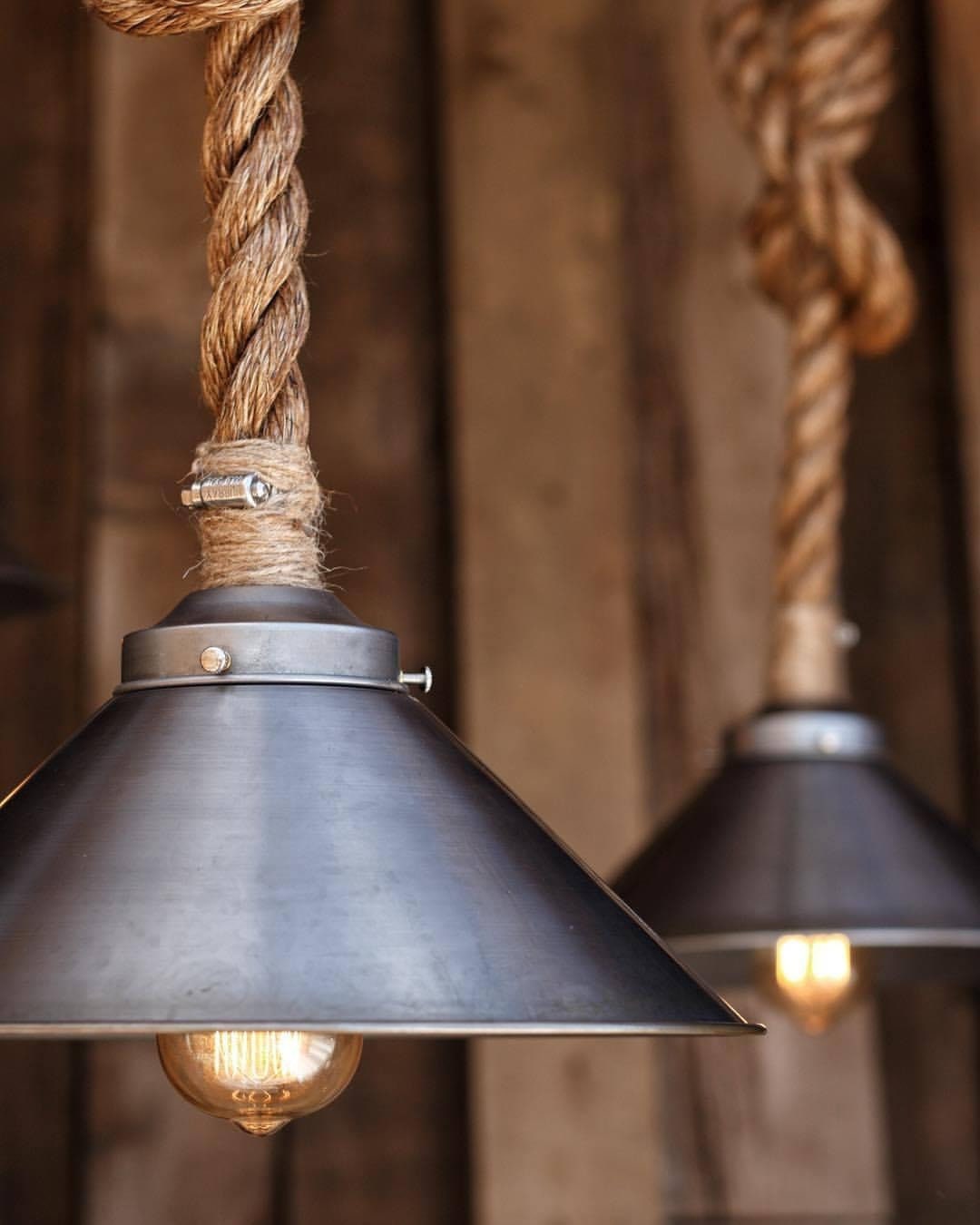 Pendant Light Manila Rope Industrial Metal Shade - Etsy