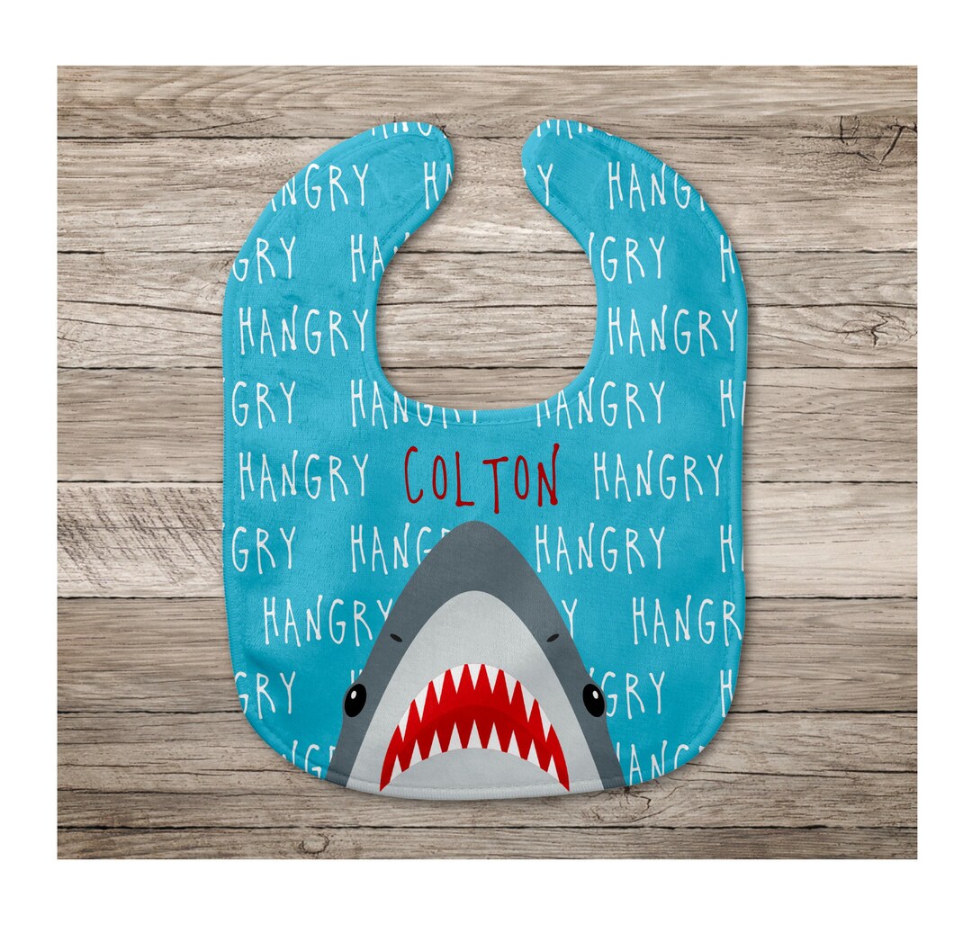 Hangry Shark Bib With Baby Name | Hangry Baby Bib | Personalized Baby ...