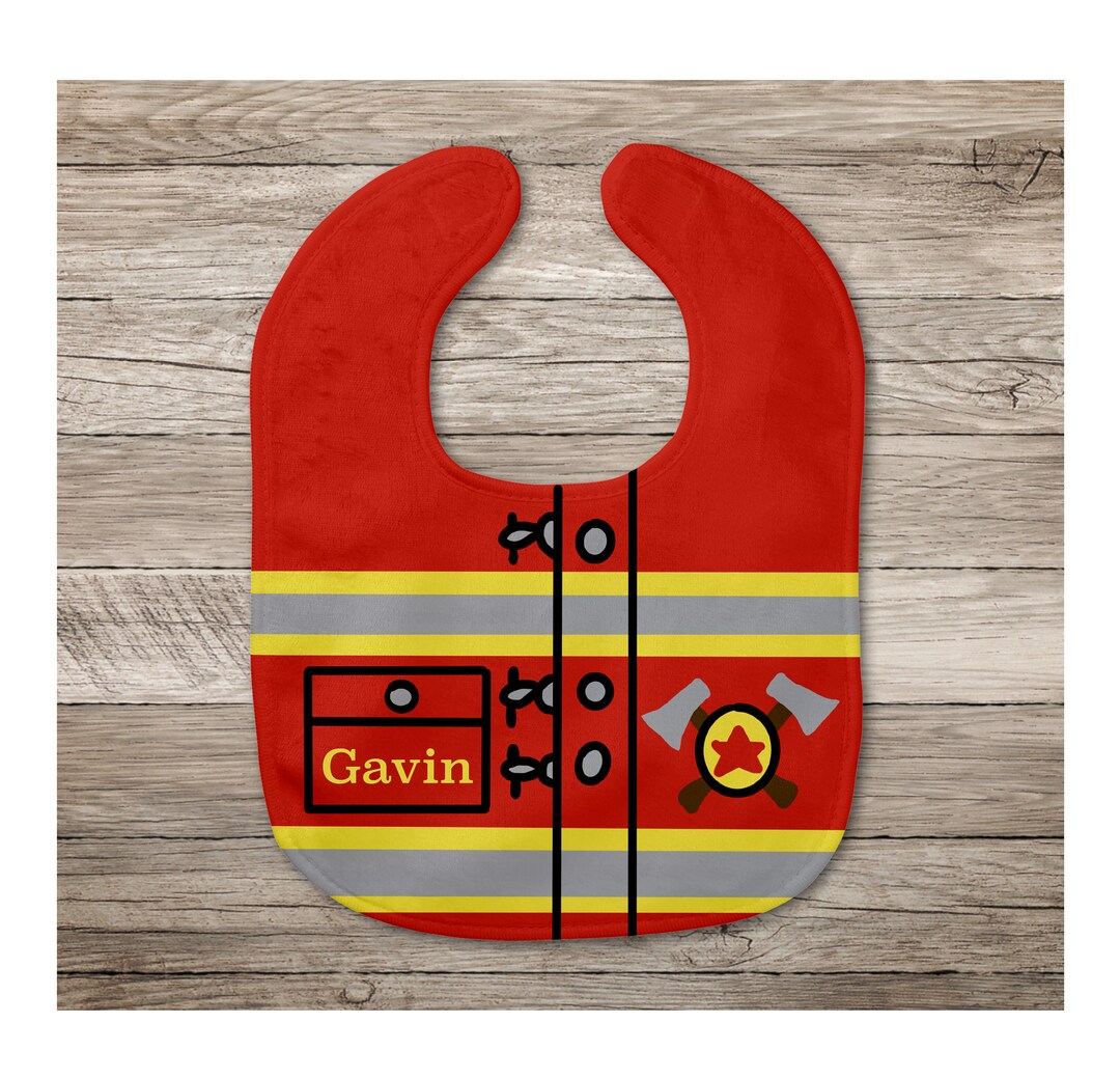 Firefighter Baby Bib | Fireman Bib | Name Bib | Personalized Baby Gift ...