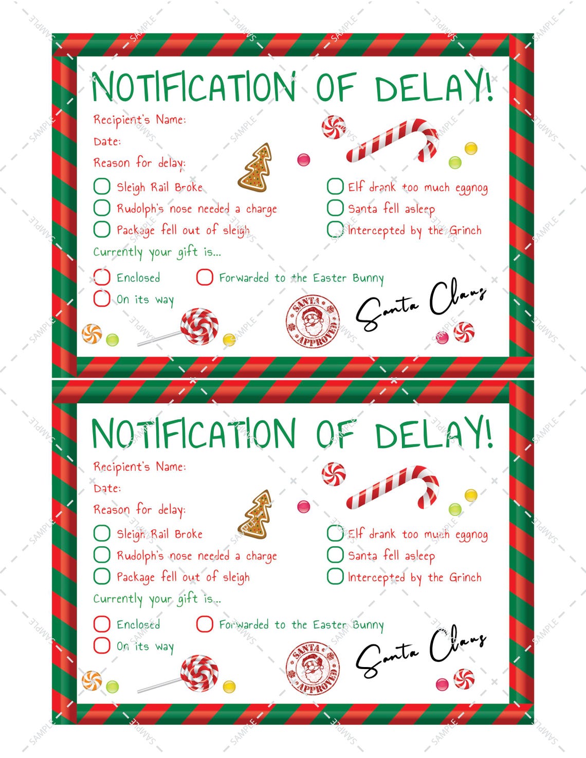 Delayed Christmas Gift Letter From Santa | Notification of Late Present ...