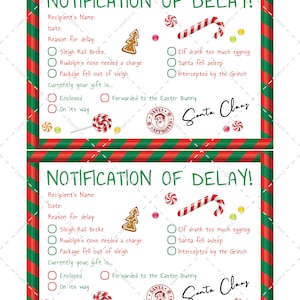 Delayed Christmas Gift Letter From Santa | Notification of Late Present ...